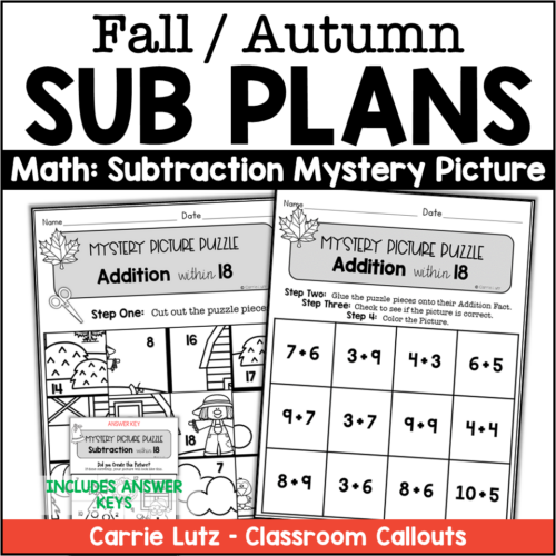 First Grade Sub Plans - Fall / Autumn - Made By Teachers