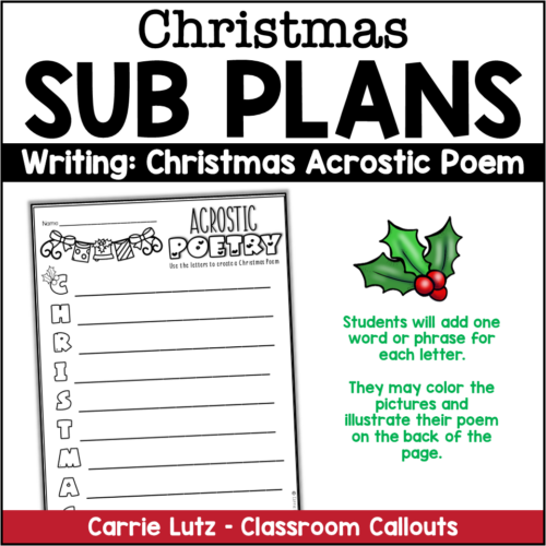 Christmas Emergency Sub Plans for First Grade | Made By Teachers