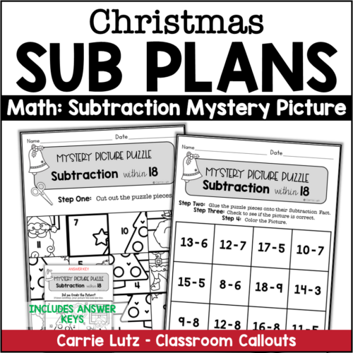 Christmas Emergency Sub Plans for First Grade | Made By Teachers