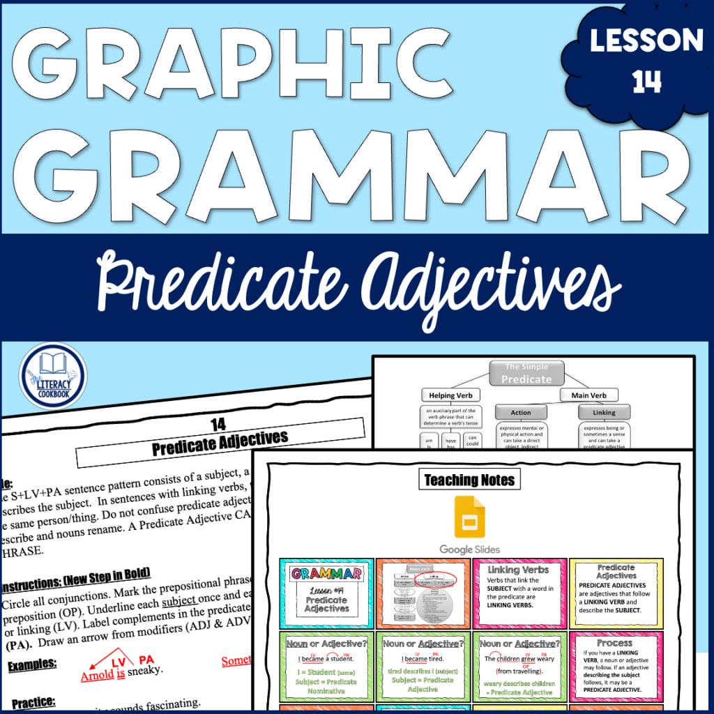 Predicate Adjectives Graphic Grammar Lesson 14 Print Digital 