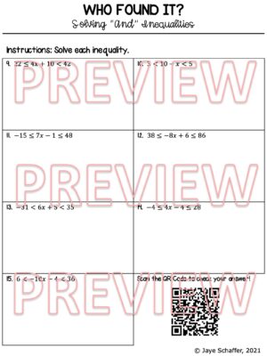 Solving "And" Compound Inequalities Clue Mystery Activity | Made By ...