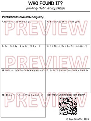 Solving "Or" Compound Inequalities Clue Mystery Activity | Made By Teachers