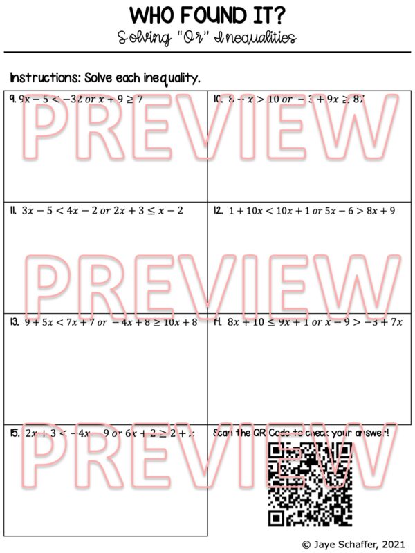 Solving "Or" Compound Inequalities Clue Mystery Activity | Made By Teachers