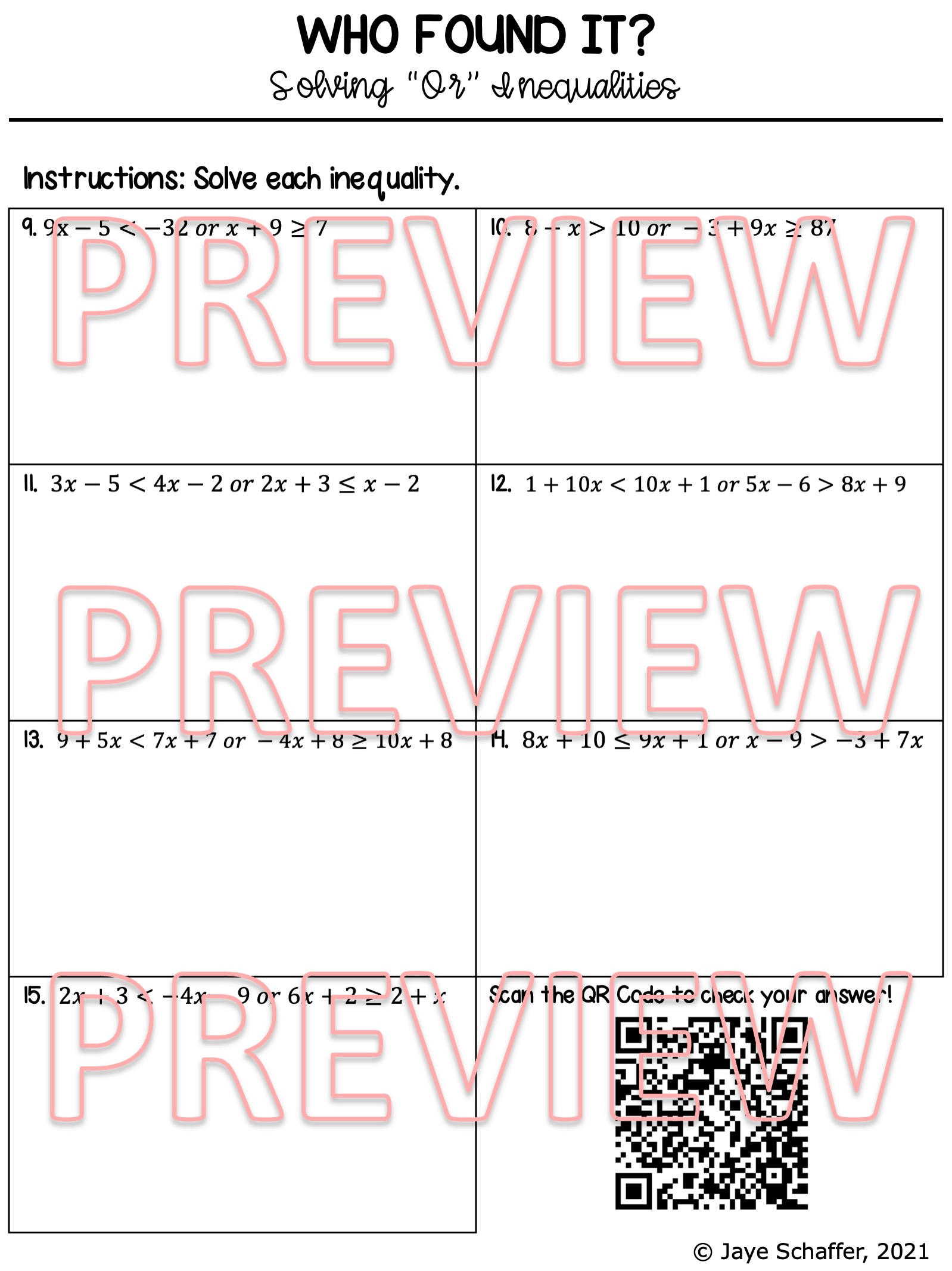 Solving "Or" Compound Inequalities Clue Mystery Activity | Made By Teachers
