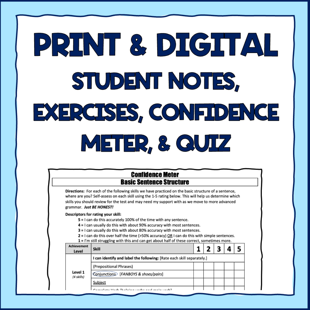 Predicate Complement Review - Graphic Grammar Lesson 15 - Print ...
