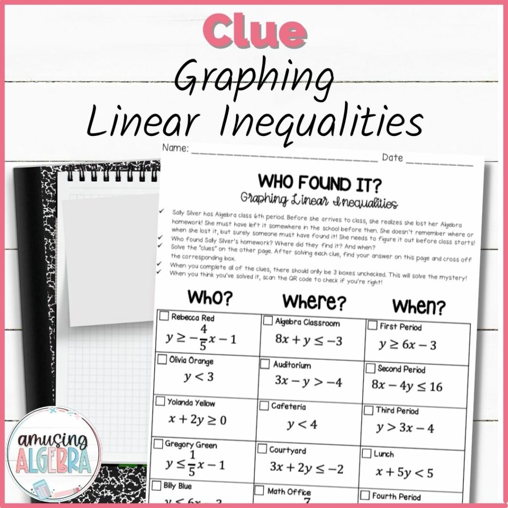 Graphing Linear Inequalities Clue Mystery Activity | Made By Teachers