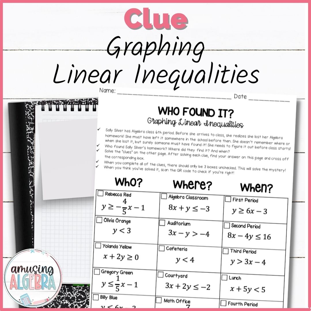 Graphing Linear Inequalities Clue Mystery Activity Made By Teachers Graphing Linear Inequalities Clue Mystery Activity Made By Teachers