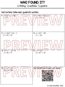 Solving Quadratic Systems Clue Mystery Activity | Made By Teachers
