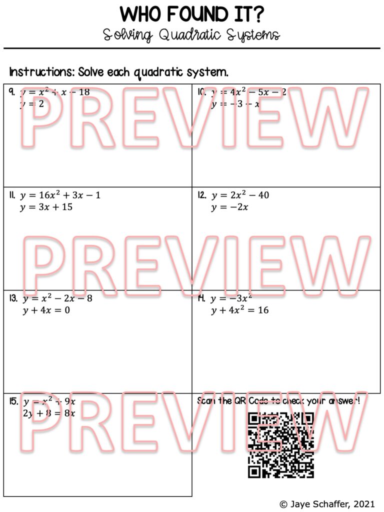 Solving Quadratic Systems Clue Mystery Activity - Made By Teachers