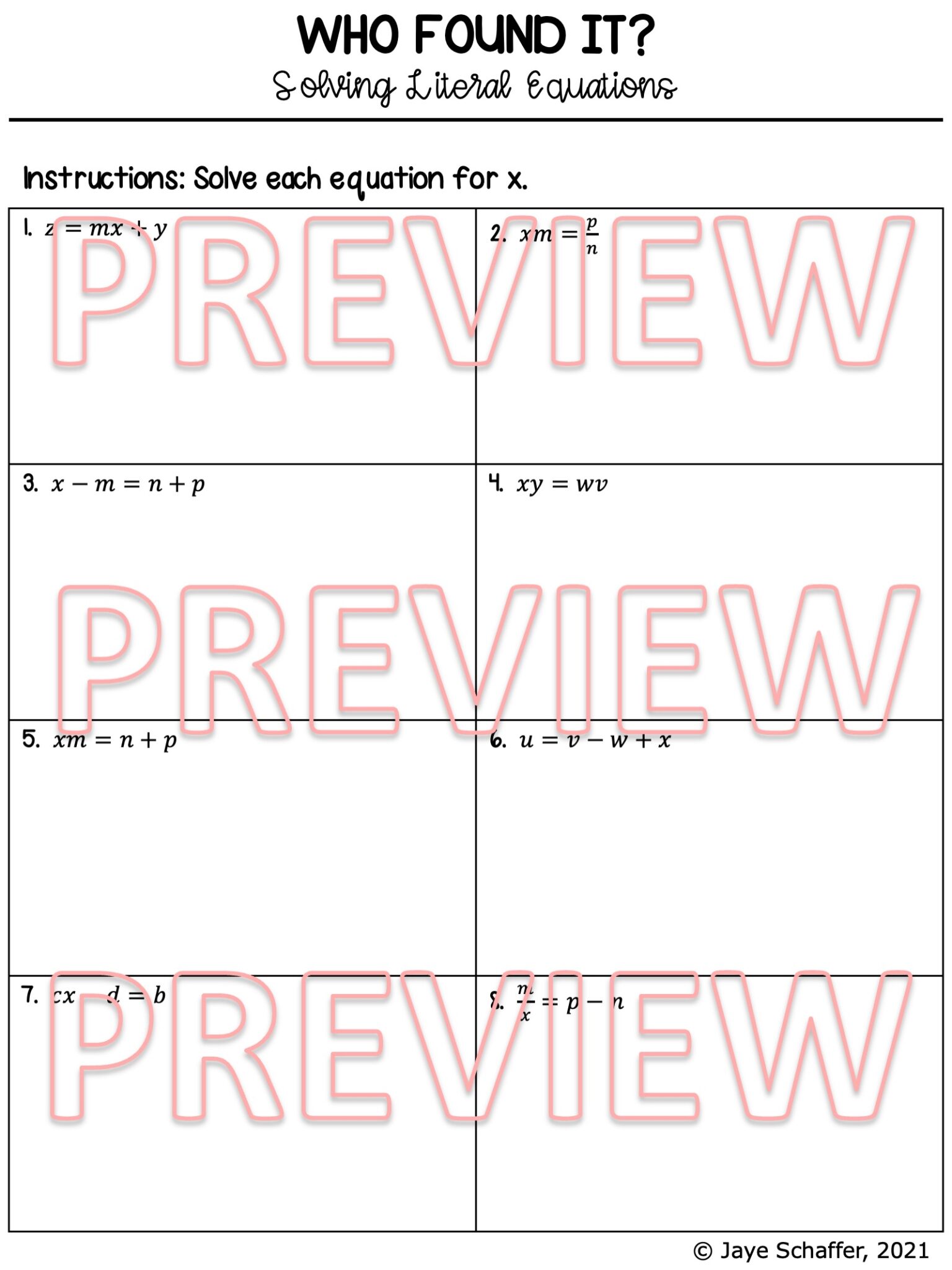 Solving Literal Equations Clue Mystery Activity | Made By Teachers