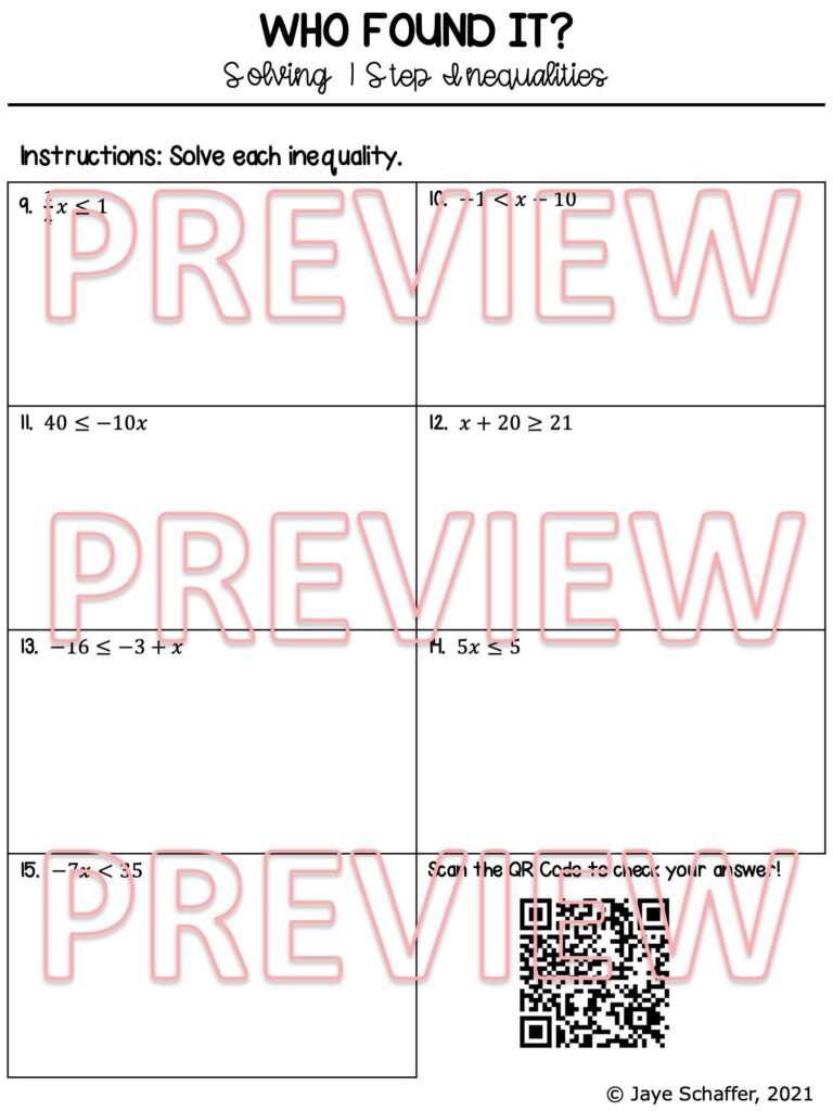 Solving One Step Inequalities Clue Mystery Activity - Made By Teachers