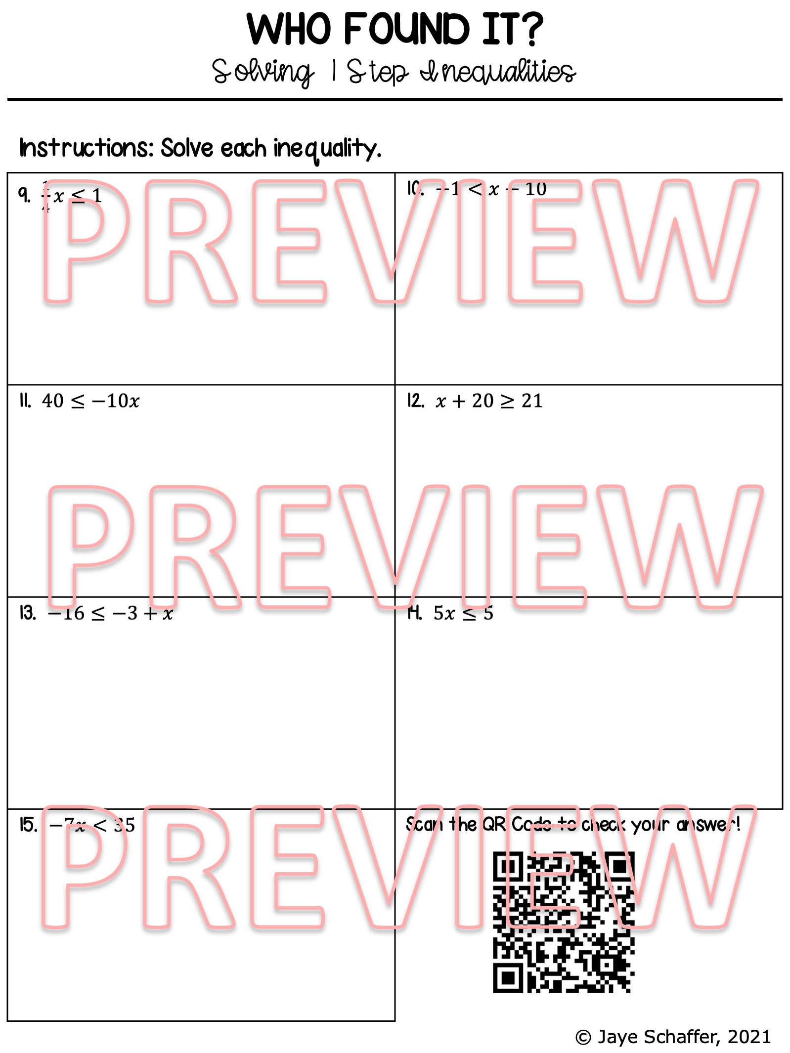 Solving One Step Inequalities Clue Mystery Activity | Made By Teachers