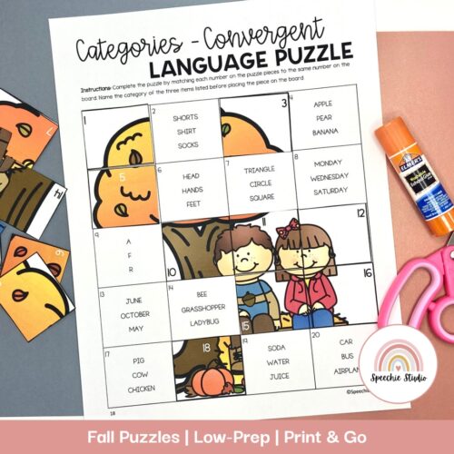 Fall Speech and Language Puzzles | Fall Articulation and Language ...