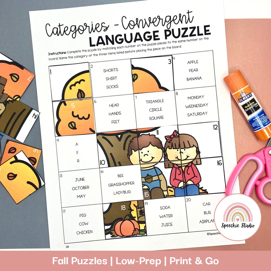 Fall Speech and Language Puzzles | Fall Articulation and Language ...