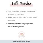 Fall Speech and Language Puzzles | Fall Articulation and Language ...