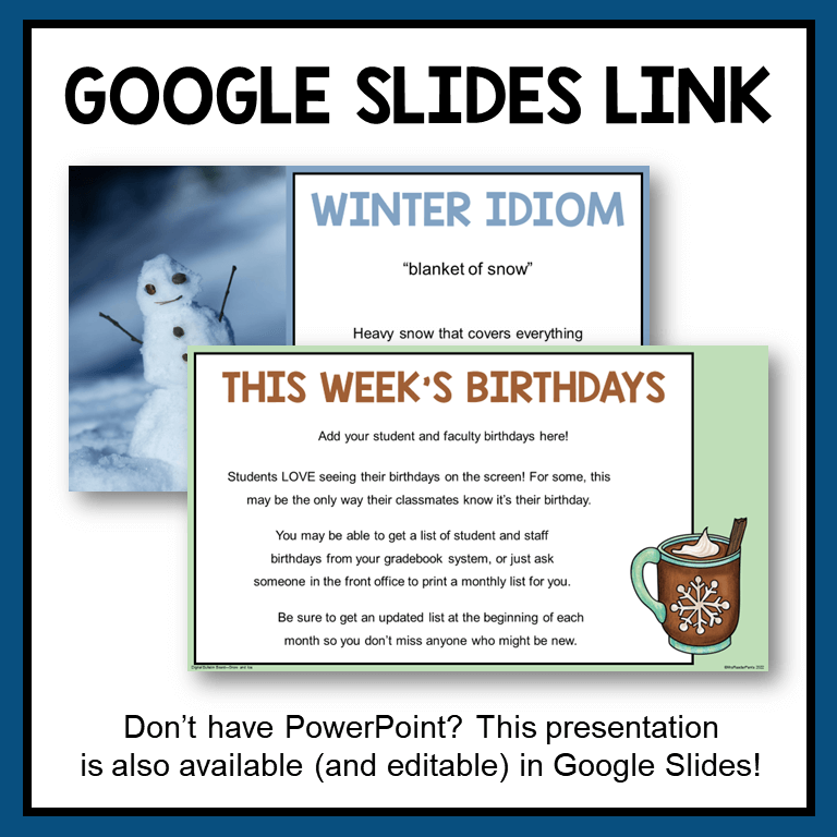 Winter Digital Bulletin Board - Snow and Ice - School Announcements ...
