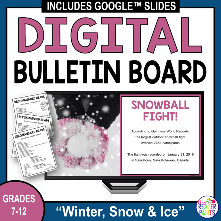 Winter Digital Bulletin Board - Snow and Ice - School Announcements ...