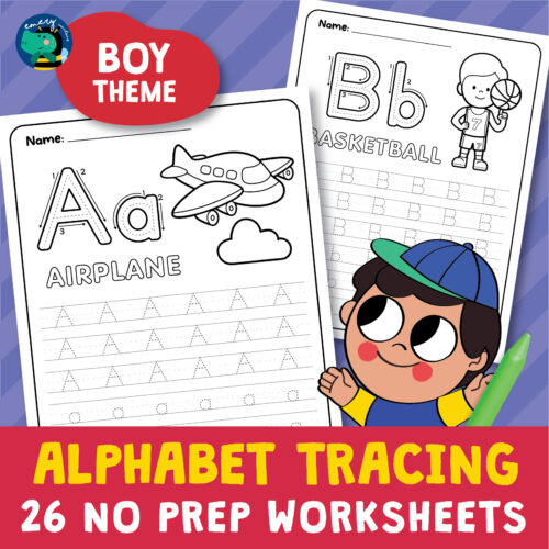 Alphabet Tracing Worksheets - Boy Theme | Made By Teachers