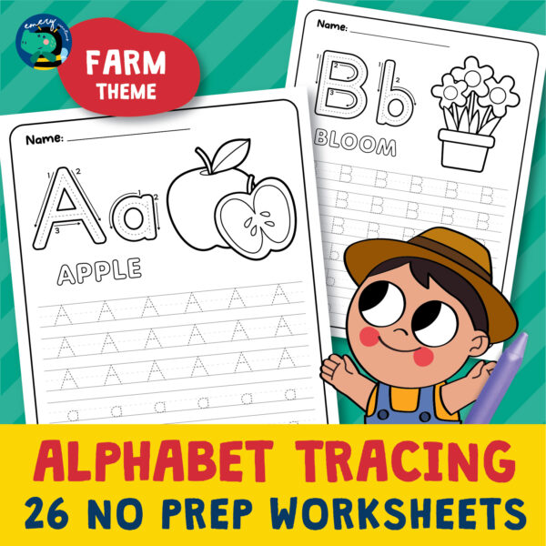 Alphabet Tracing Worksheets - Farm Theme | Made By Teachers