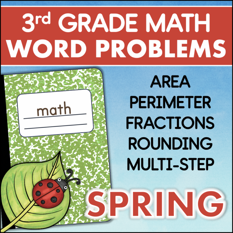 3rd Grade Word Problems Fractions Area Perimeter Rounding Multi-Step ...