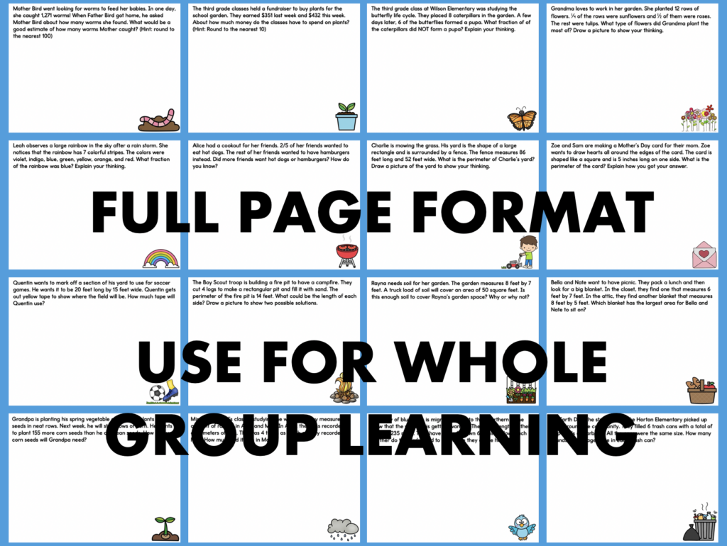 3rd Grade Word Problems Fractions Area Perimeter Rounding Multi-Step ...