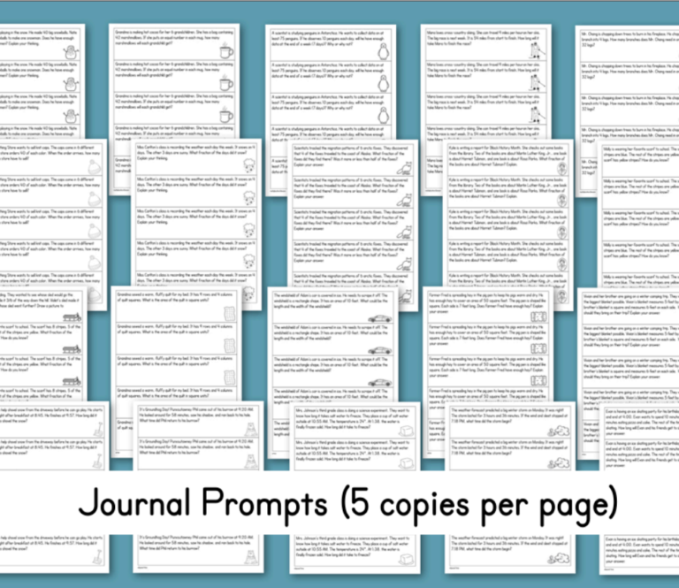 3rd Grade Word Problems Fractions Area Perimeter Rounding Multi-Step ...
