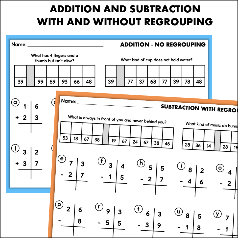 2nd Grade Math Riddles Addition Subtraction Skip Counting Time Place ...