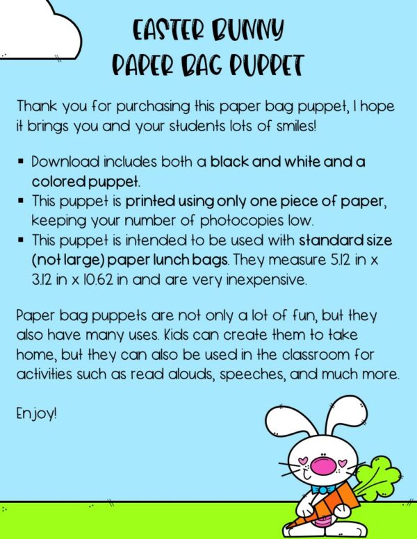 Easter Bunny Paper Bag Puppet Craft Activity | Made By Teachers