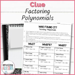 Factoring Polynomials Clue Mystery Activity | Made By Teachers