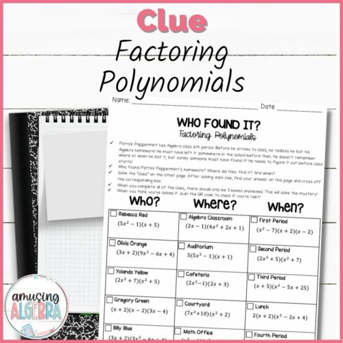 Factoring Polynomials Clue Mystery Activity | Made By Teachers