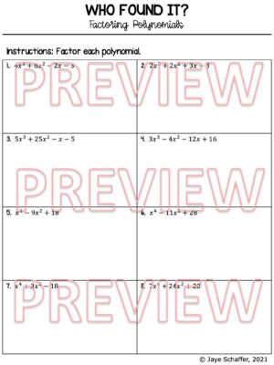 Factoring Polynomials Clue Mystery Activity - Made By Teachers