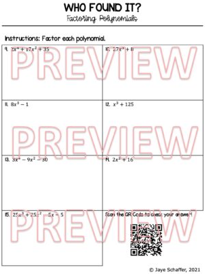 Factoring Polynomials Clue Mystery Activity | Made By Teachers