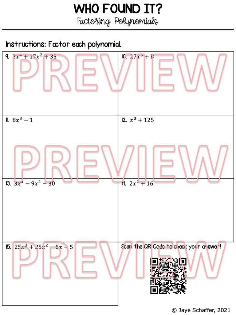 Factoring Polynomials Clue Mystery Activity | Made By Teachers