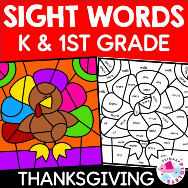 Thanksgiving Color by Sight Words K and 1st grade | Made By Teachers