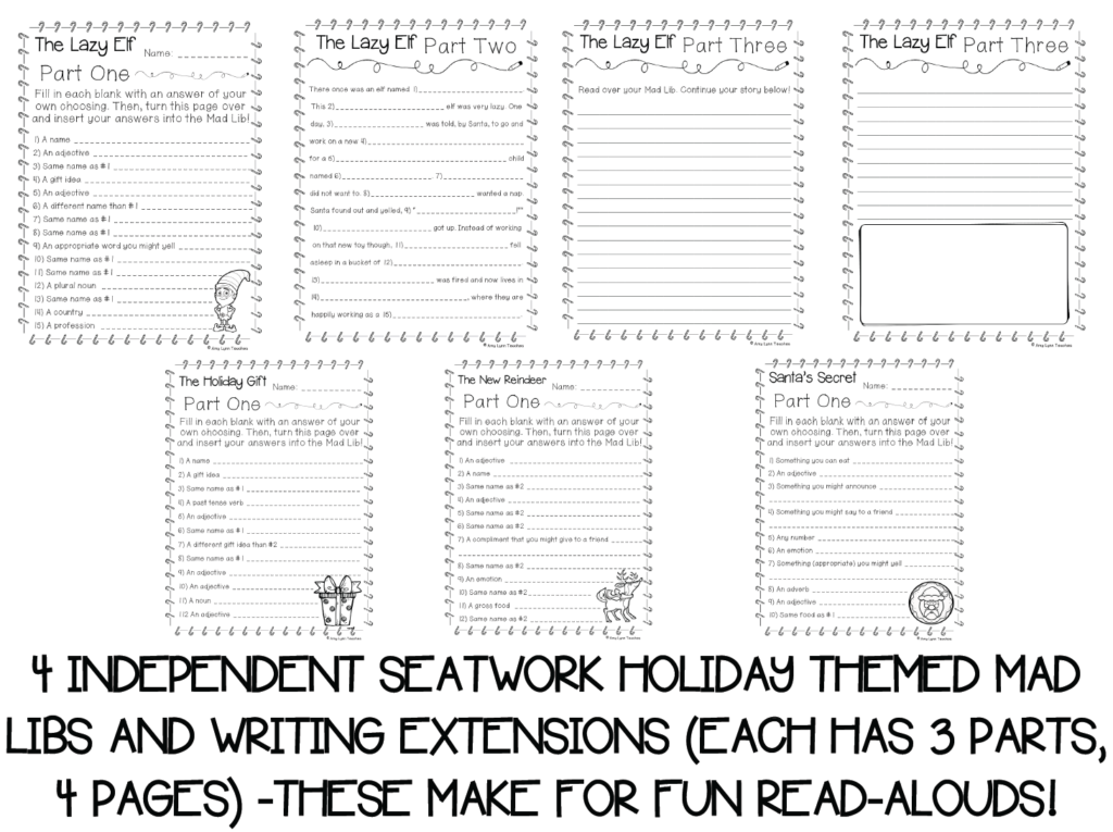 Pre-Winter Break Activities {Mad Libs, Games, Math, Skit Writing ...