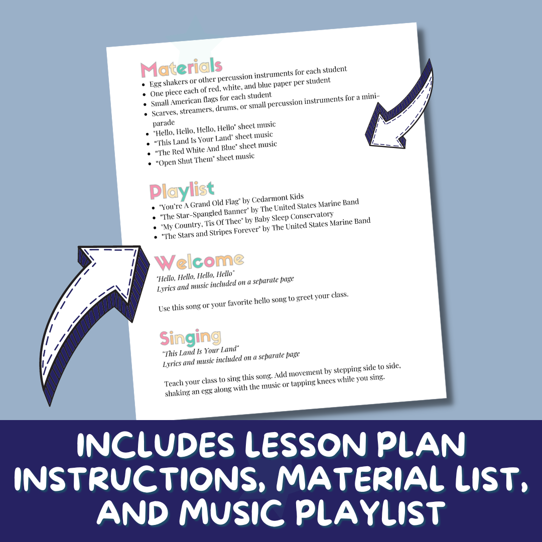 Music Lesson Plan | Patriotic America USA | Movement and Musical ...