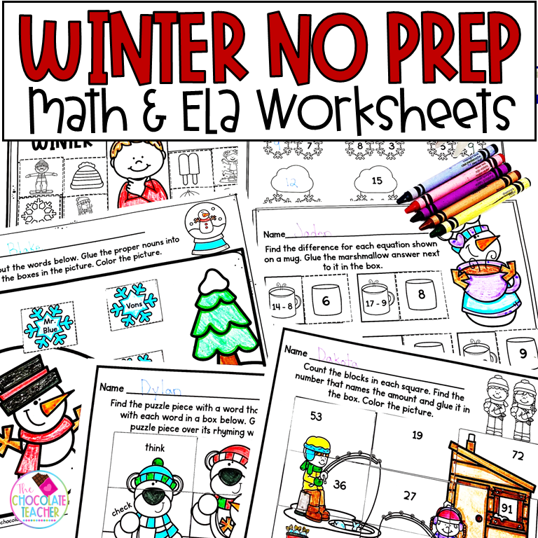 Winter Math and Phonics Worksheets - January Activities - No Prep ...