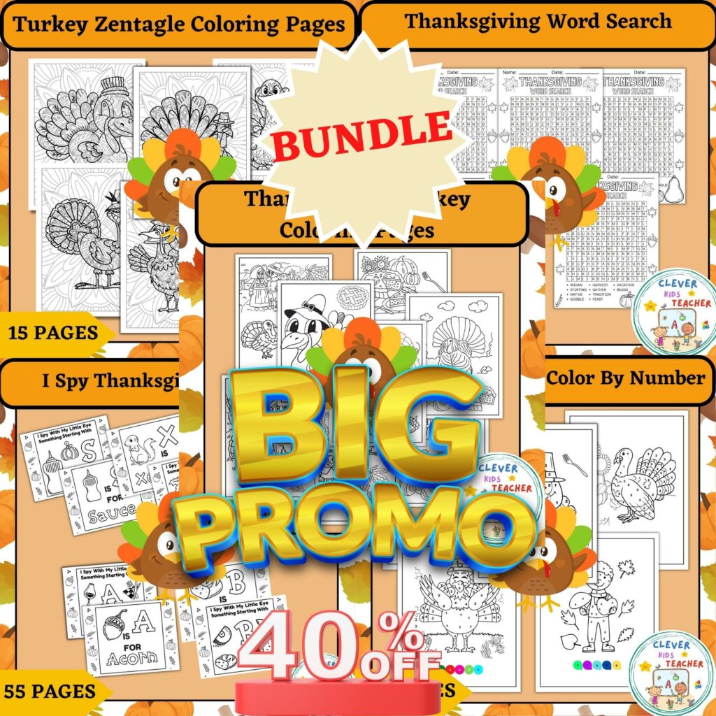 Thanksgiving Turkey Activities BUNDLE: Coloring, Word Search, I spy ...