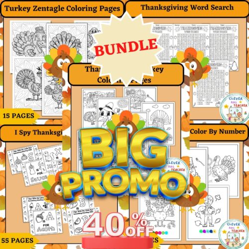 Thanksgiving Turkey Activities BUNDLE: Coloring, Word Search, I spy ...