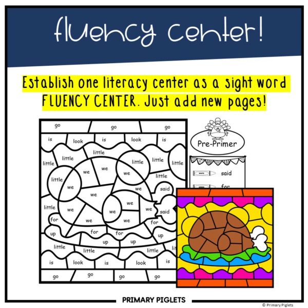 Thanksgiving Color by Code Sight Words PK-3rd - Made By Teachers