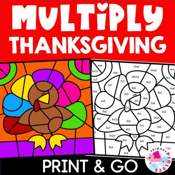 Thanksgiving Color by Number Multiplication | Made By Teachers