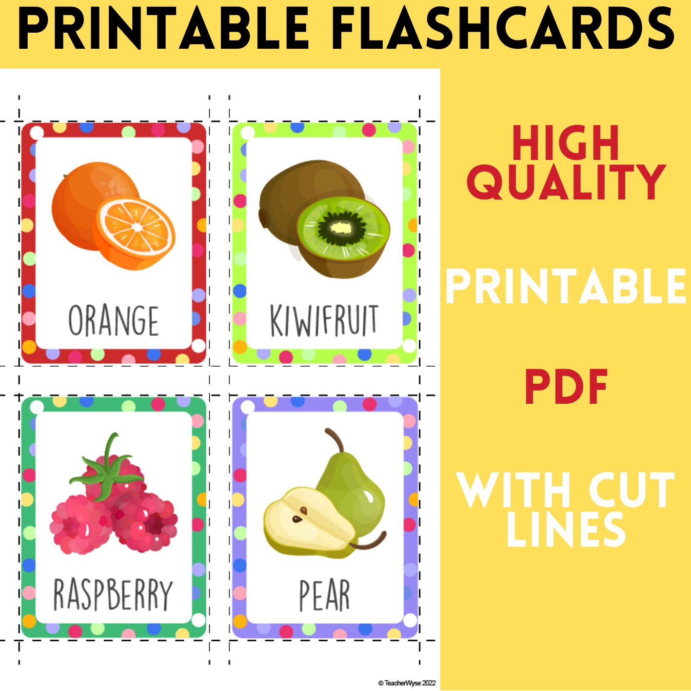 Fruit Flashcards & Poster | Cute & Colorful | Printable | Google Slides ...