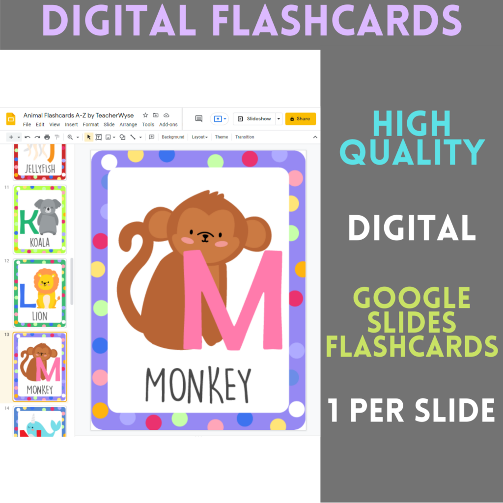 A-Z Alphabet Animal Flashcards & Poster | Cute & Colorful | Digital ...