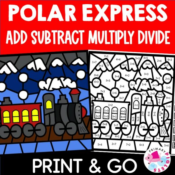 Polar Express Math Facts Color by Number Bundle - Made By Teachers