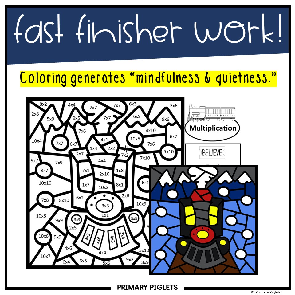 Polar Express Math Facts Color by Number Bundle | Made By Teachers