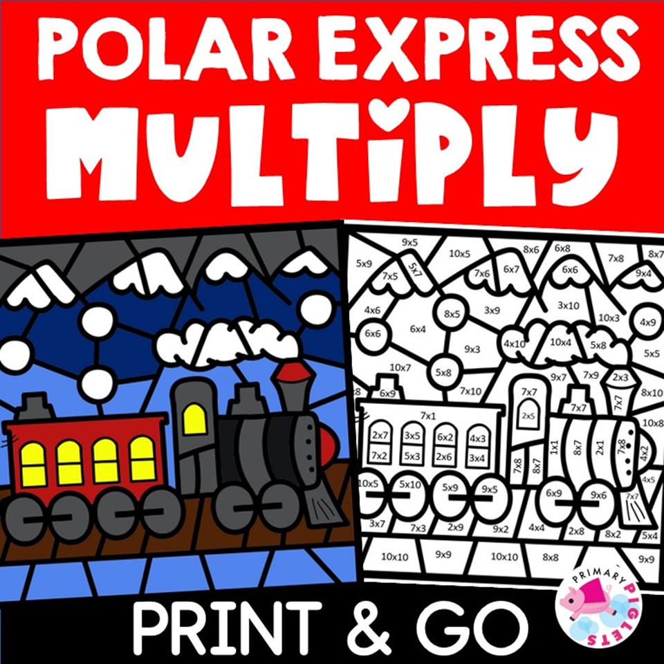 Polar Express Multiplication Color by Number - Made By Teachers