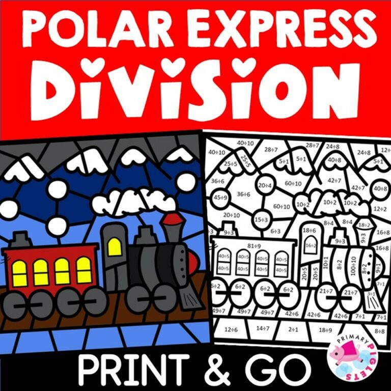Polar Express Division Color by Number | Made By Teachers