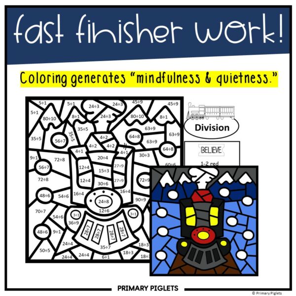 Polar Express Division Color by Number | Made By Teachers