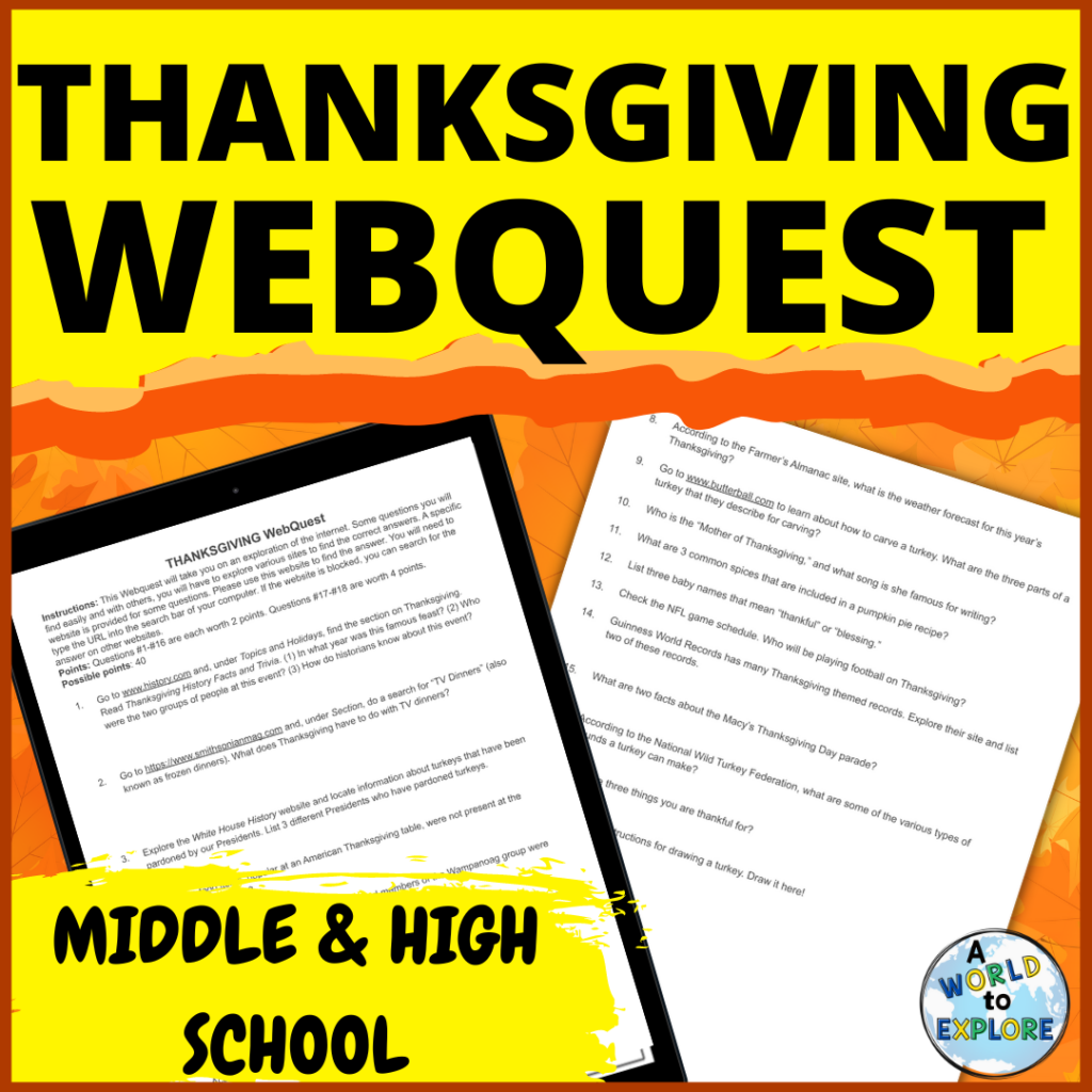 THANKSGIVING Activity a No Prep WEBQUEST | Made By Teachers