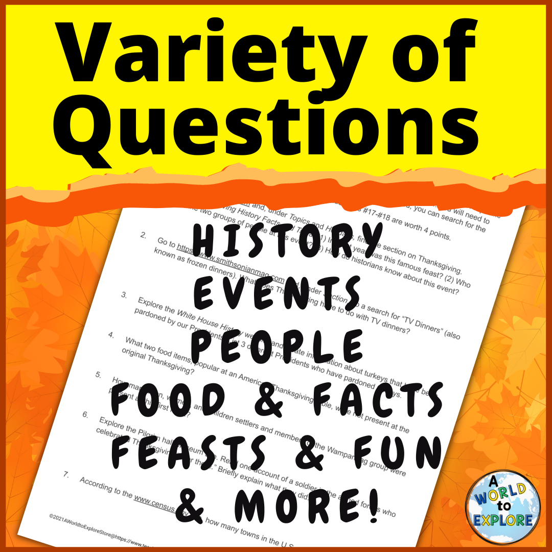 THANKSGIVING Around the World Activity a No Prep WEBQUEST | Made By ...